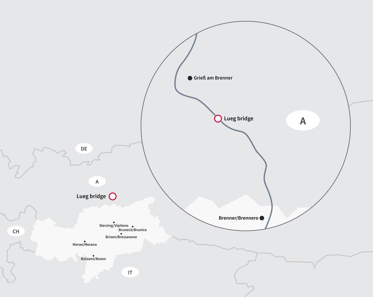 Real-time updates on the Brenner Pass traffic (Lueg Bridge)